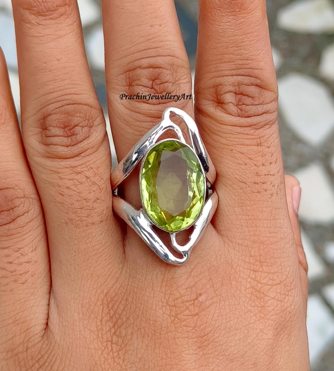 Handmade Peridot Gemstone Ring: Boho 925 Sterling Silver - Etsy