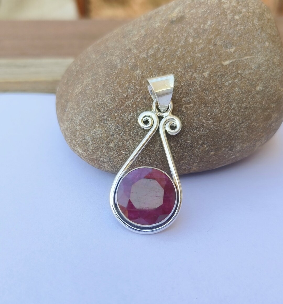 Handmade Sterling Silver Ruby Gemstone Pendant - Etsy