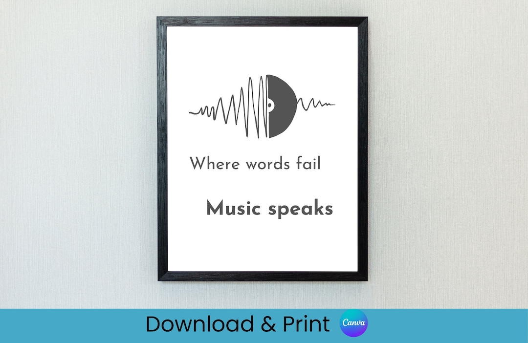 A4 Size Music Quotes Wall Art where Words Fail, Music Speaks Poster ...