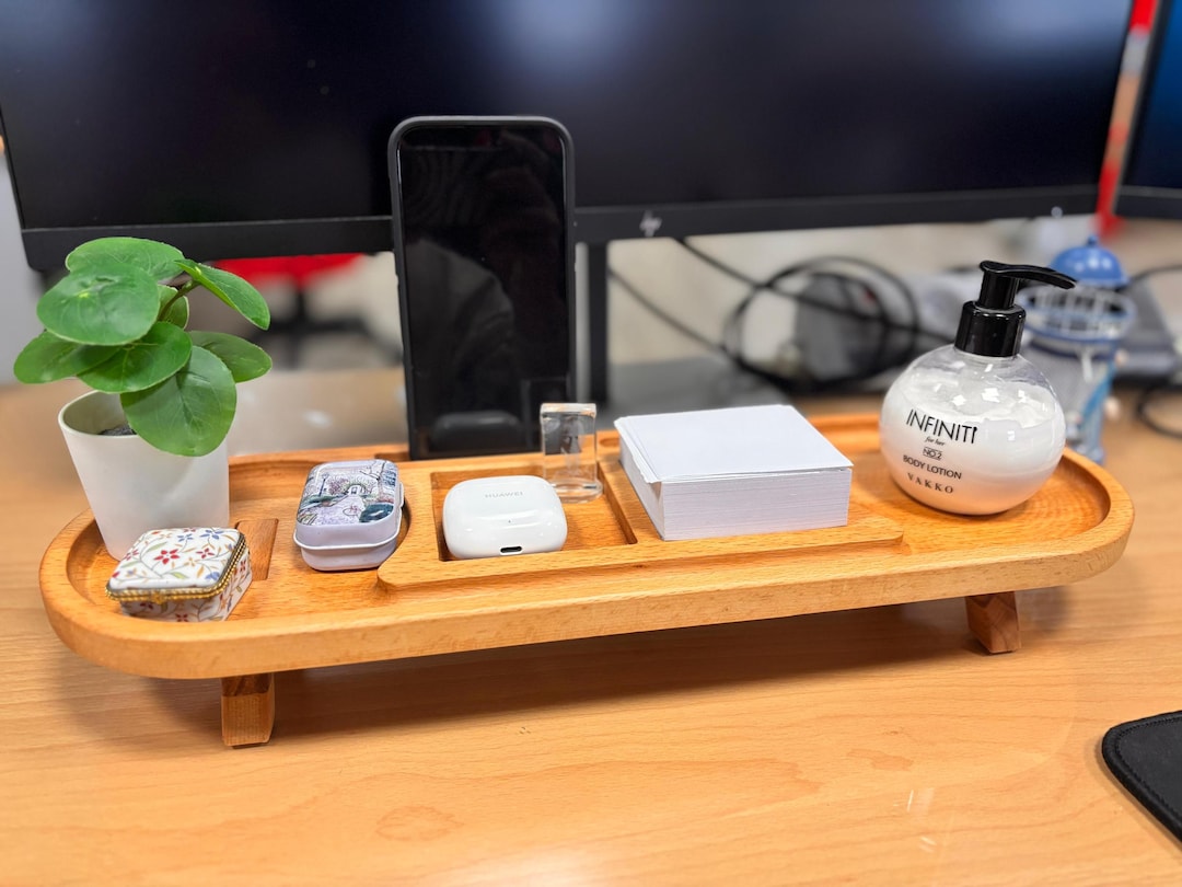 Personalized Wood Desk Organizer-office Desk Accessories-custom Tablet ...