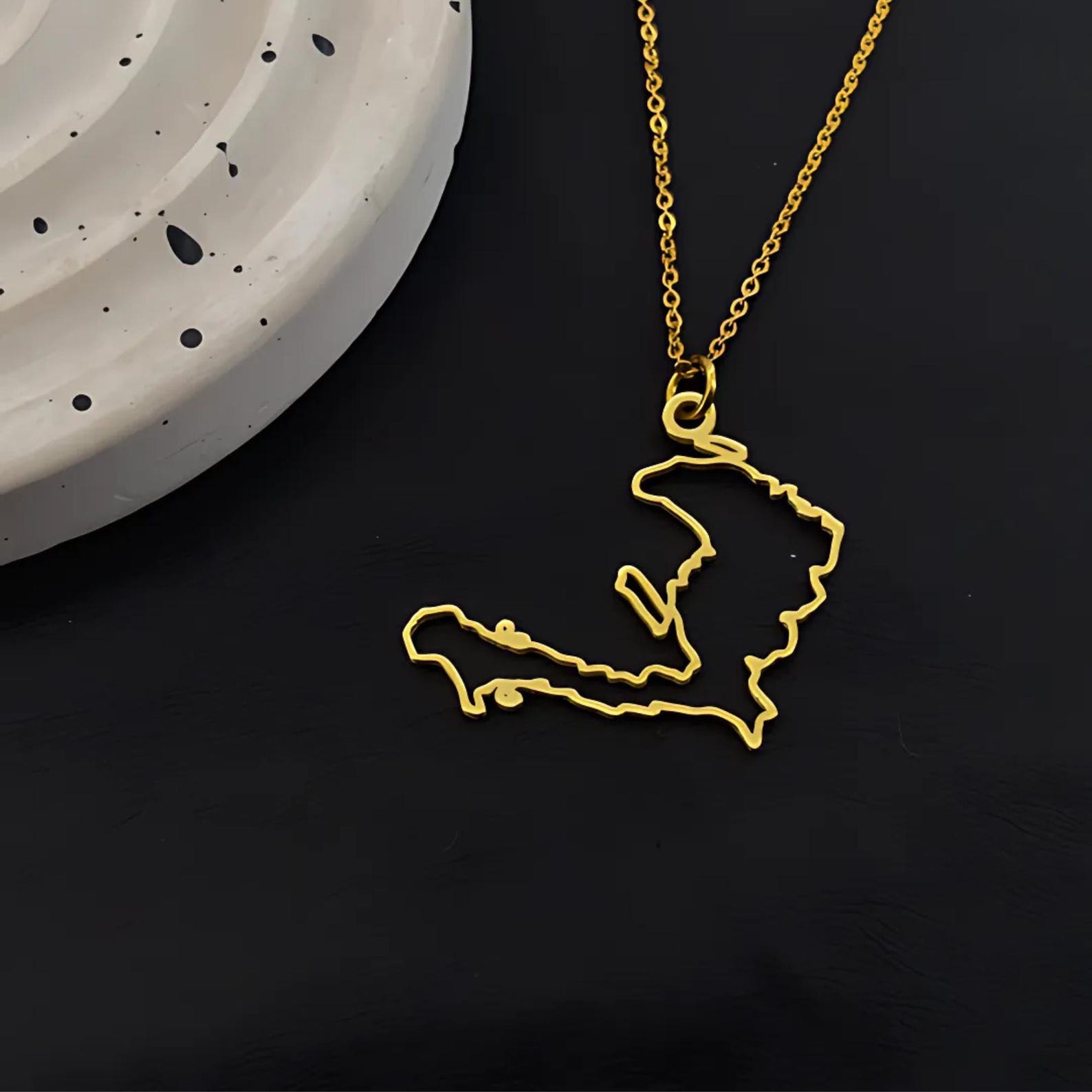 Haiti Necklace Country Map Pendant Haitian Woman Present Haiti Jewelry ...