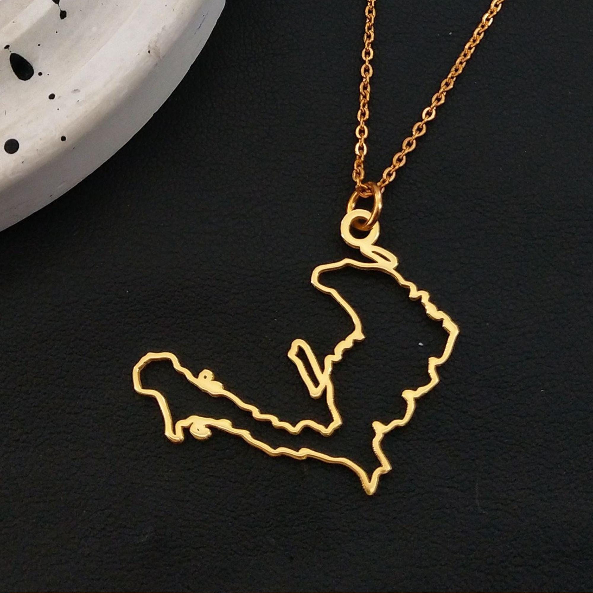 Haiti Necklace Country Map Pendant Haitian Woman Present Haiti Jewelry ...