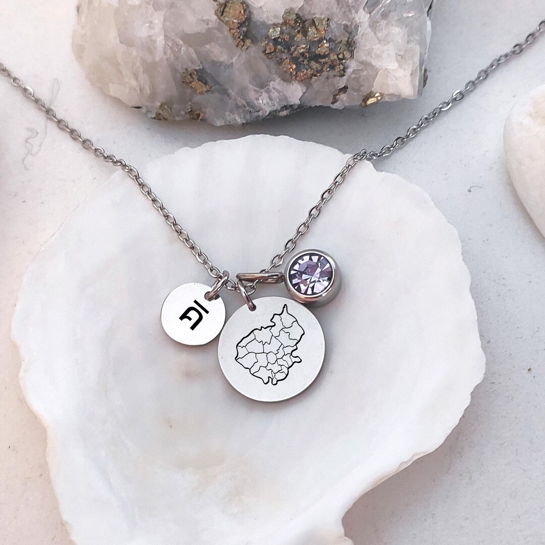 Cambodia Map Necklace, Khmer Letter Necklace, Birthstone Charm, Two ...
