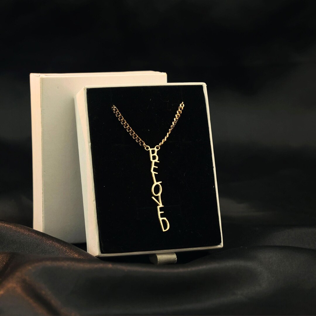 Vertical Word Necklace, 18k Gold Plated Dropping Word Plate, Dangle ...