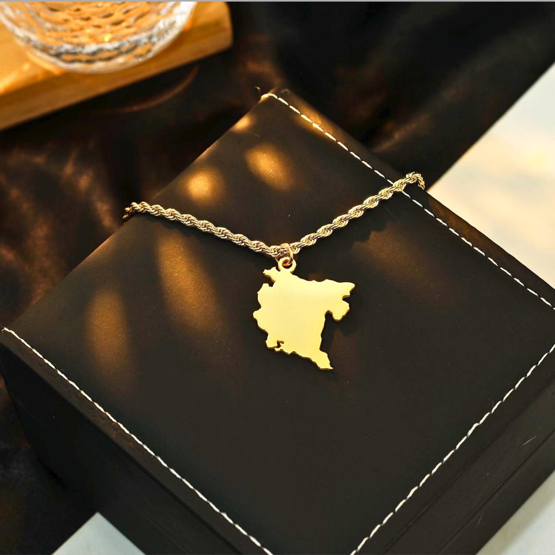 Montenegro Map Necklace, Engraved Letter Pendant, Solid Country Pendant ...