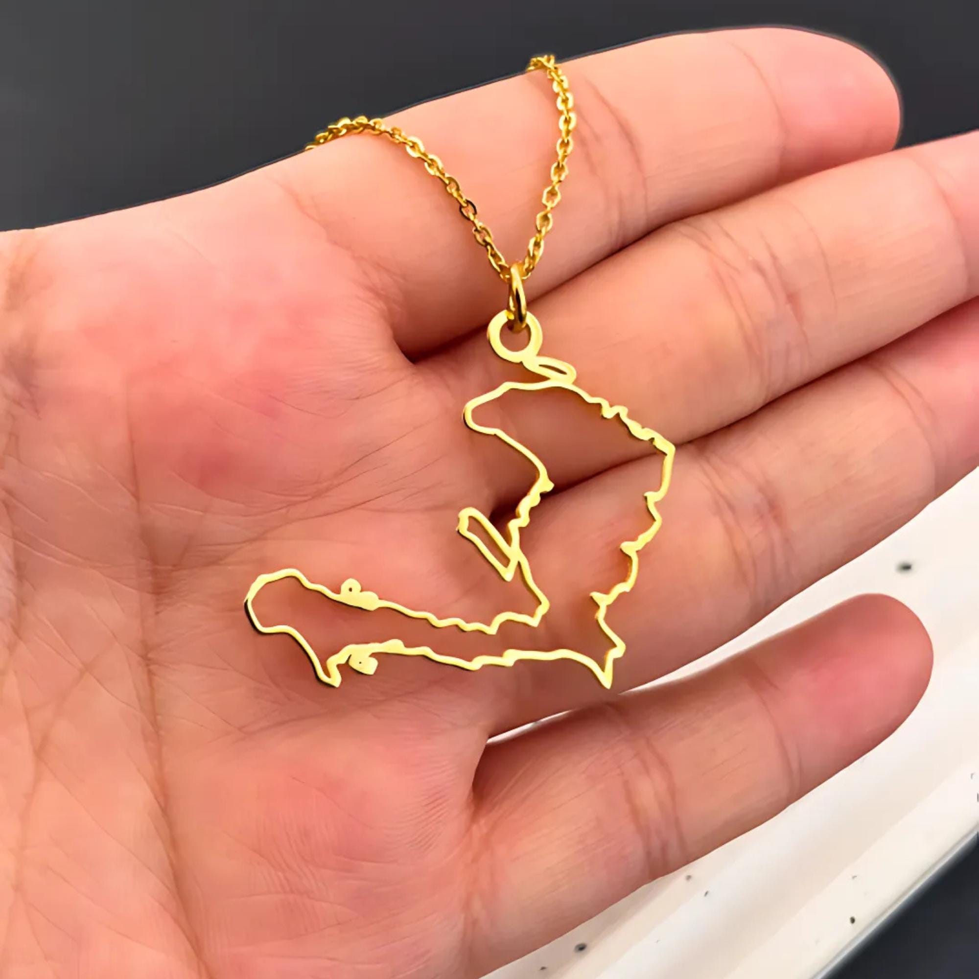 Haiti Necklace Country Map Pendant Haitian Woman Present Haiti Jewelry ...