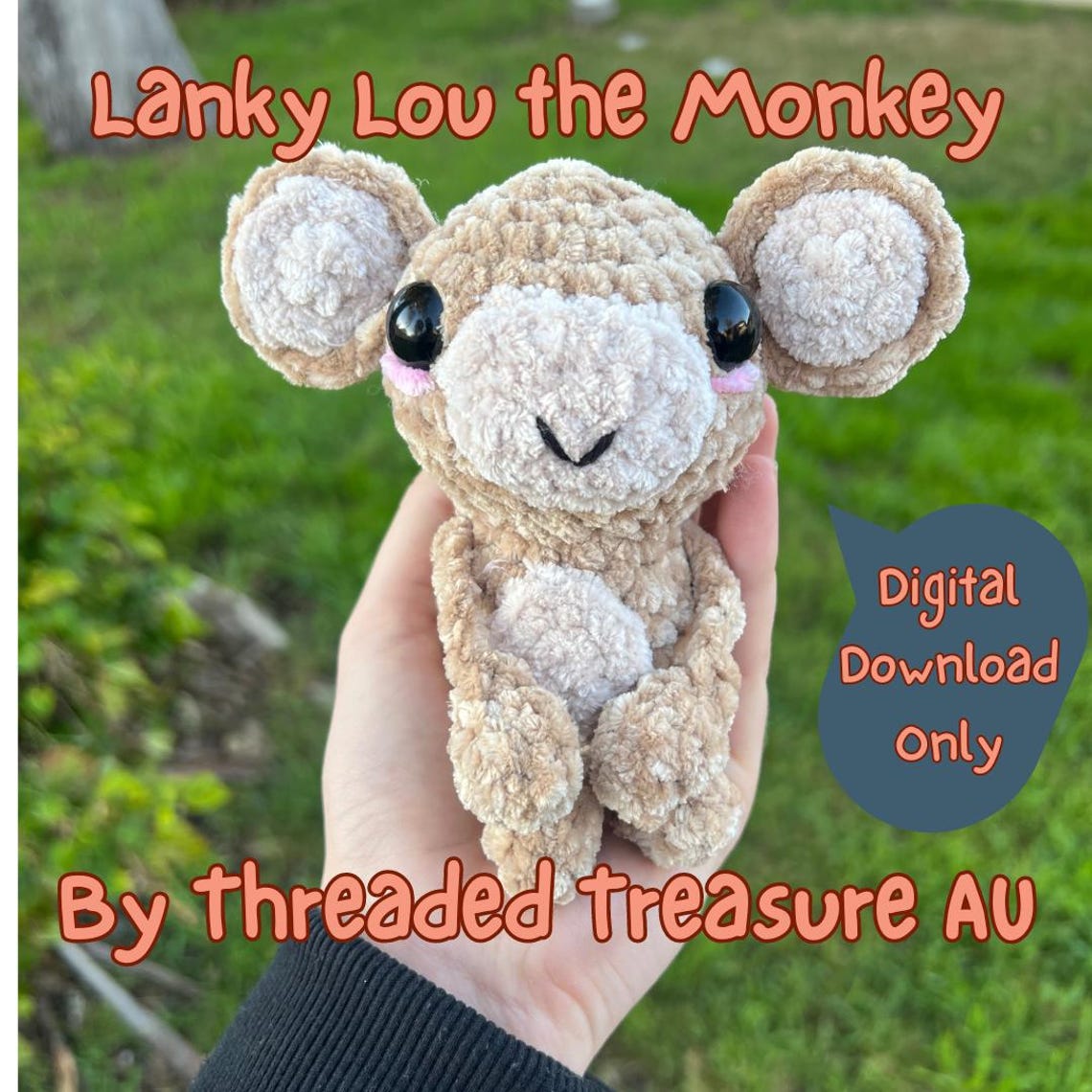 Lanky Lou the Monkey Crochet Pattern | PDF Downloadable Amigurumi ...