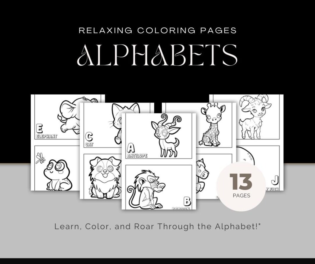 Alphabets Animals Coloring Pages- Coloring Pages for Kids, Preschoolers ...