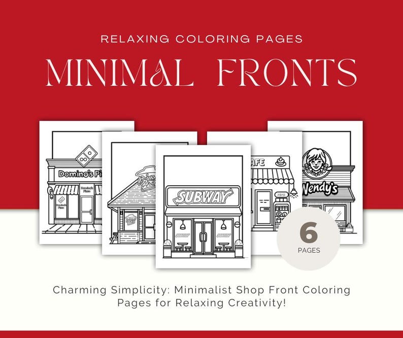 Fast Food Restaurant Storefront Coloring Pages - Minimal Line Art ...