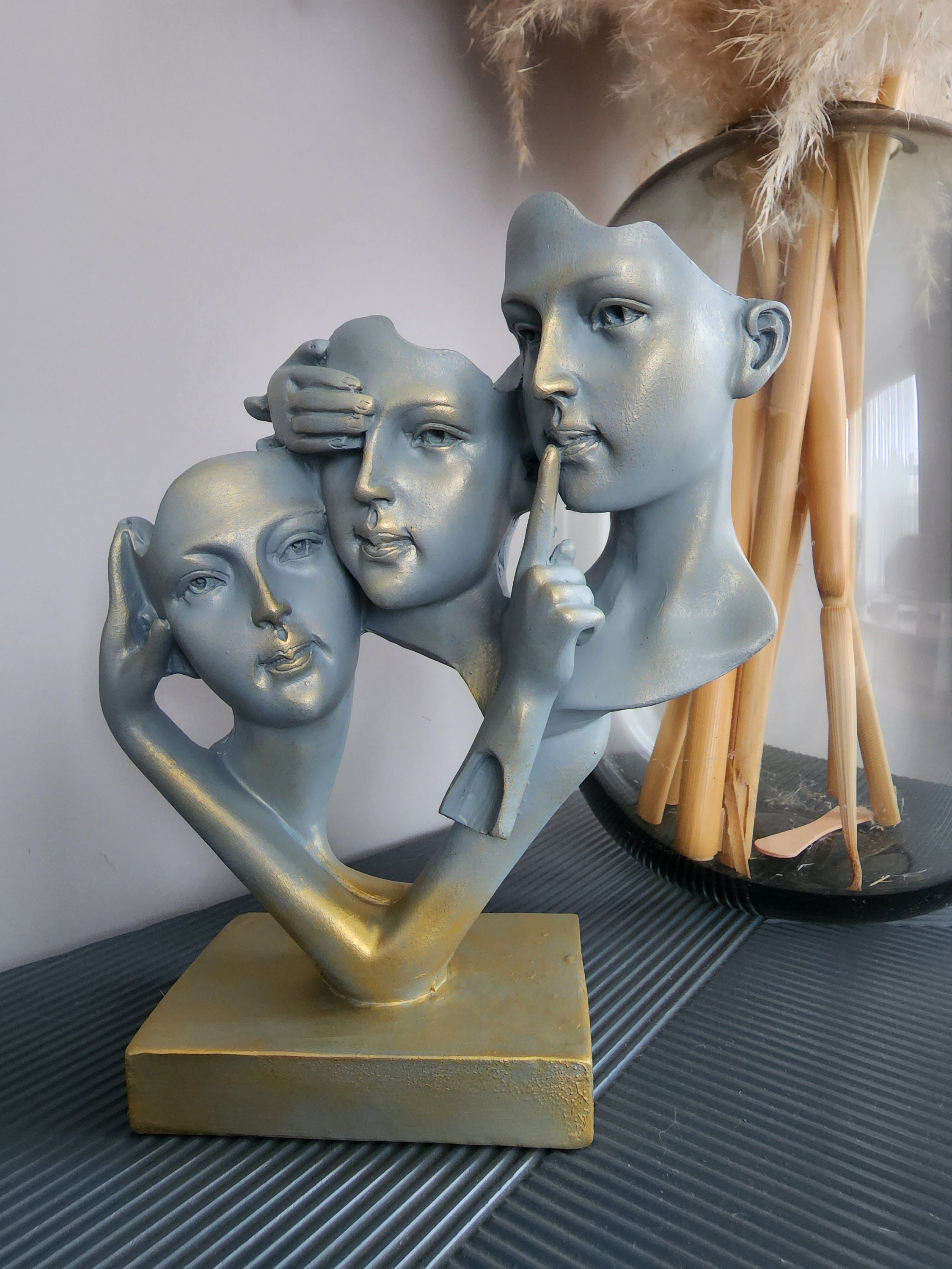 See No Evil Hear No Evil Speak No Evil, Mask Sculpture Statue, Creative ...