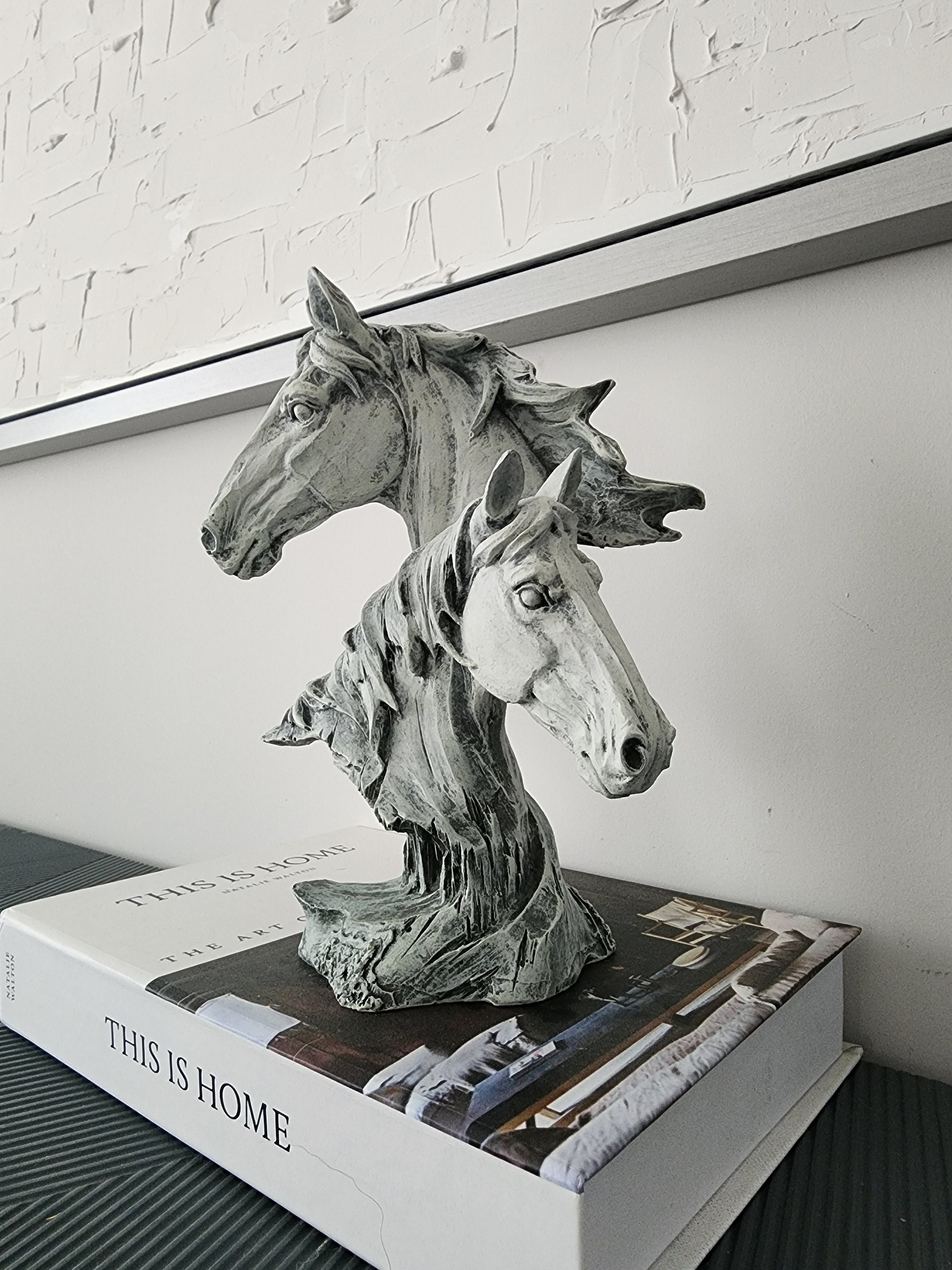 Double Horse Head Sculpture Double Horse Head Figure Horse - Etsy