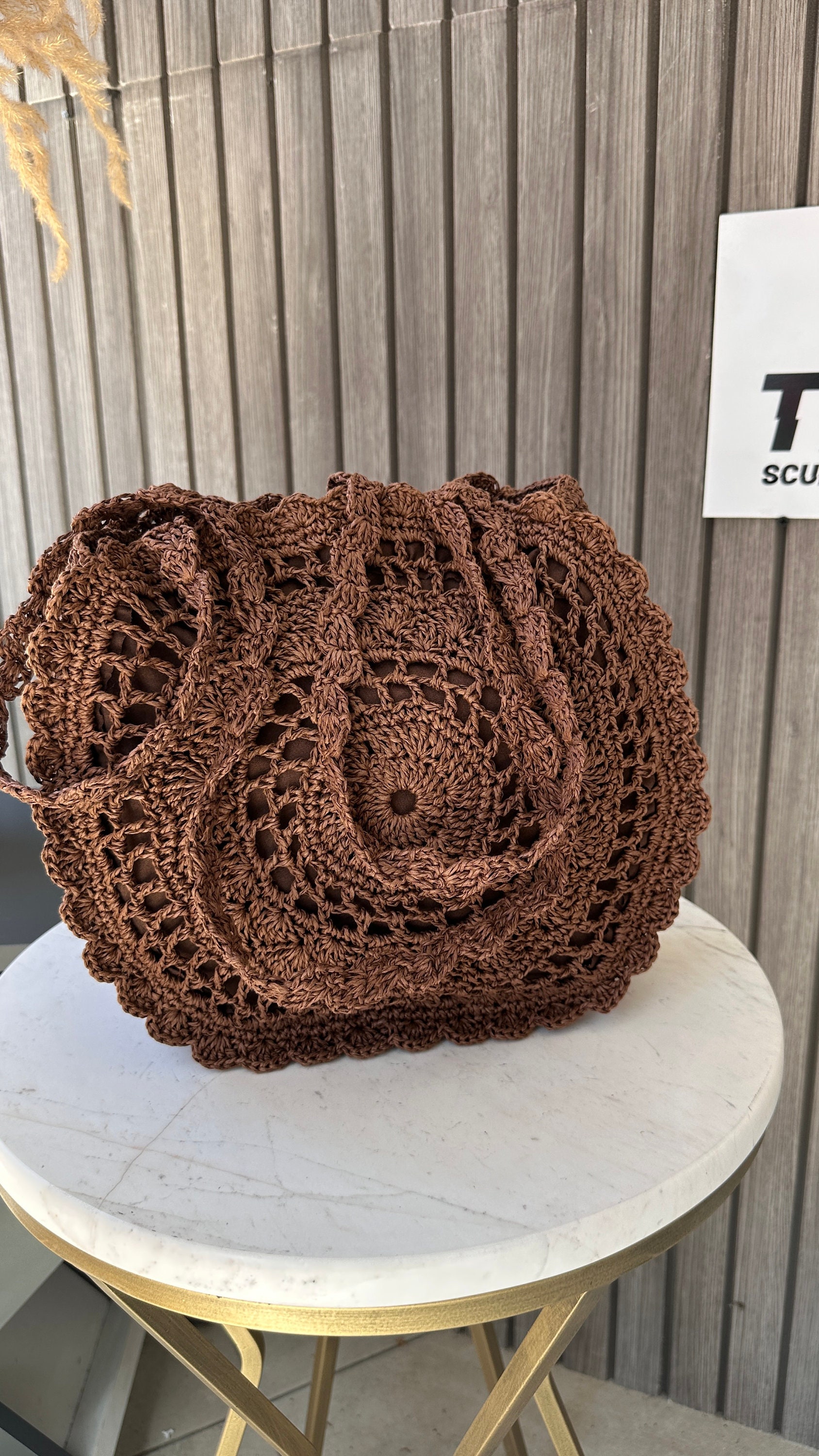 Round Paper Rope Bag Knitted Lined Paper Rope Bag Crochet - Etsy