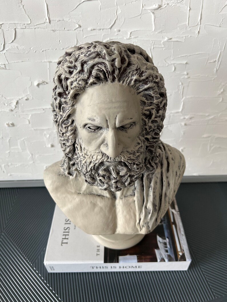 Giant Zues Bust, Large Zeus Statue Sculpture, Zeus white Moss Pop Art ...