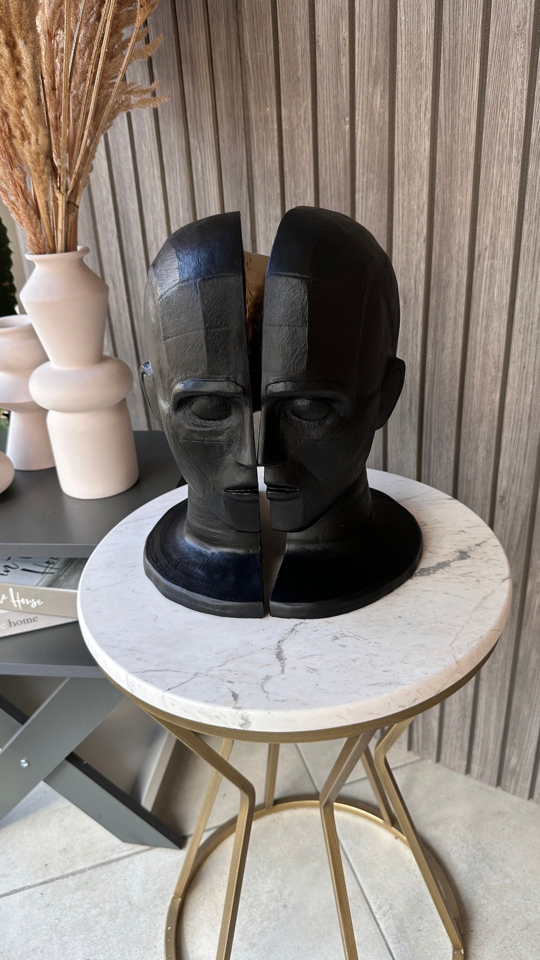 Abstract Brain Male Sculpture 12.9”, Two Pieces Bust, Brain Statue, Art ...