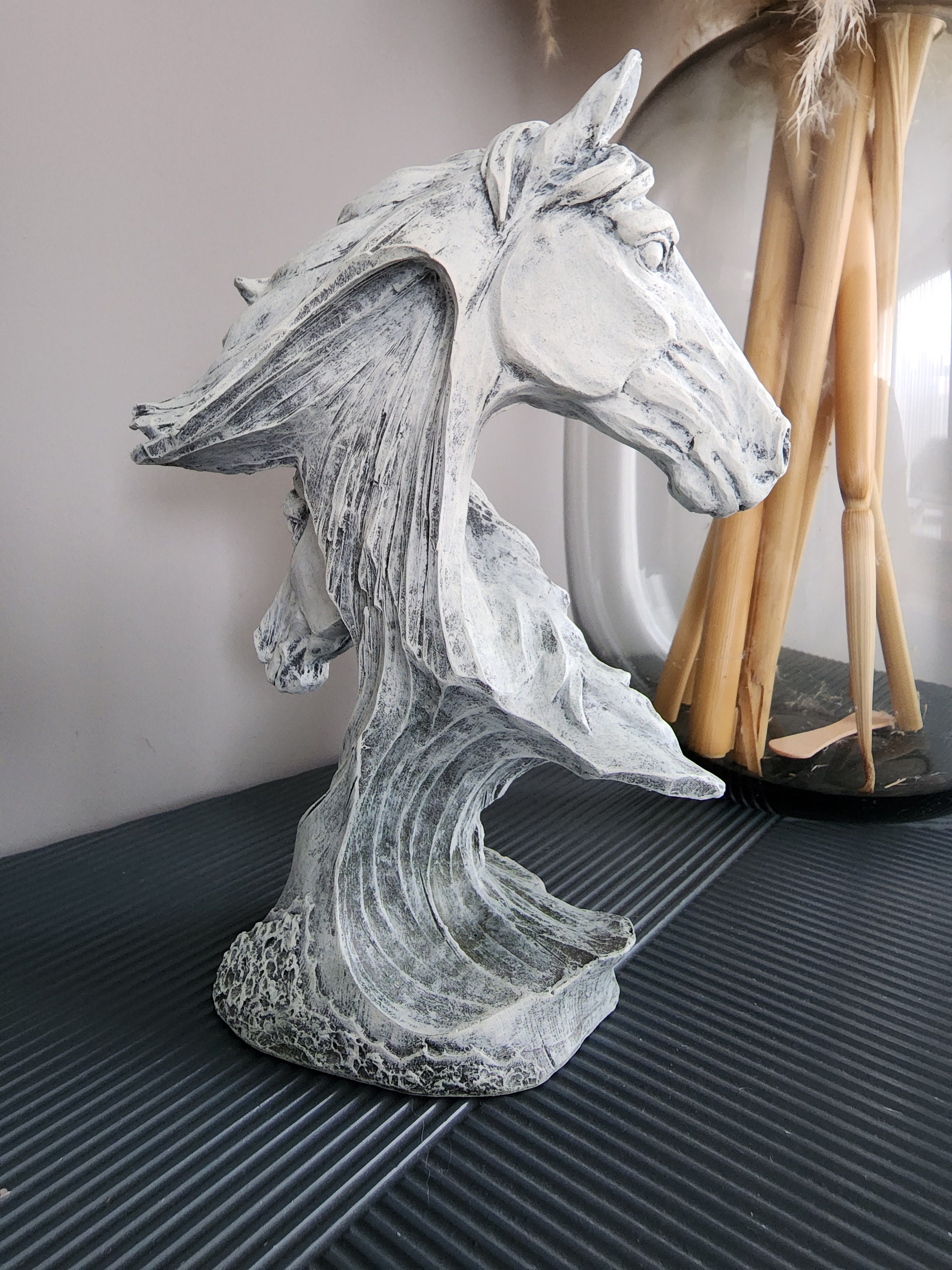 Double Horse Head Sculpture Double Horse Head Figure Horse - Etsy