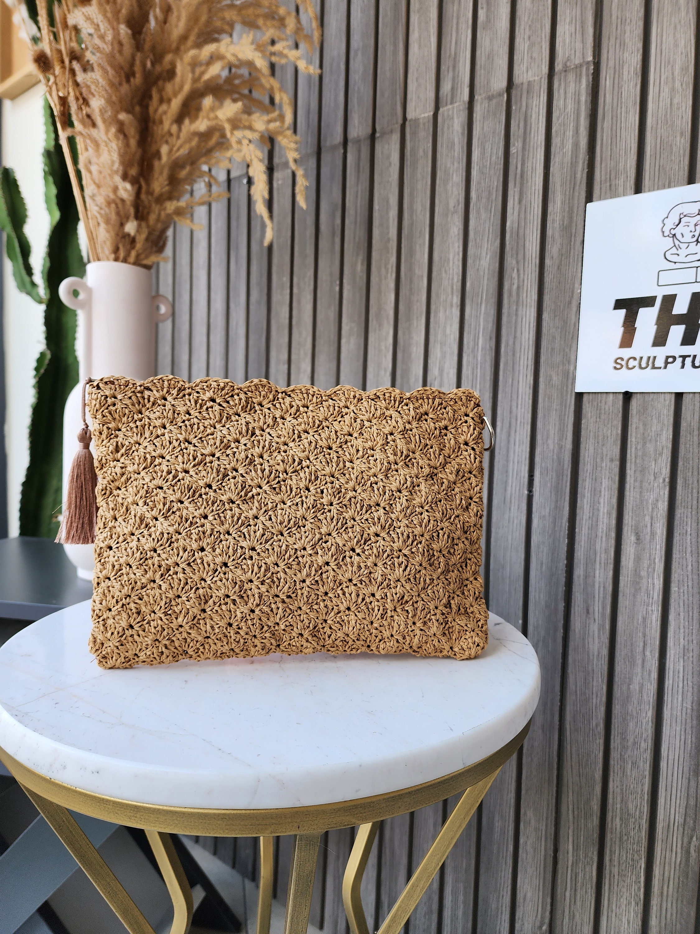 Knitted Lined Paper Rope Bag, Crochet Paper Rope, Shoulder Bag ...