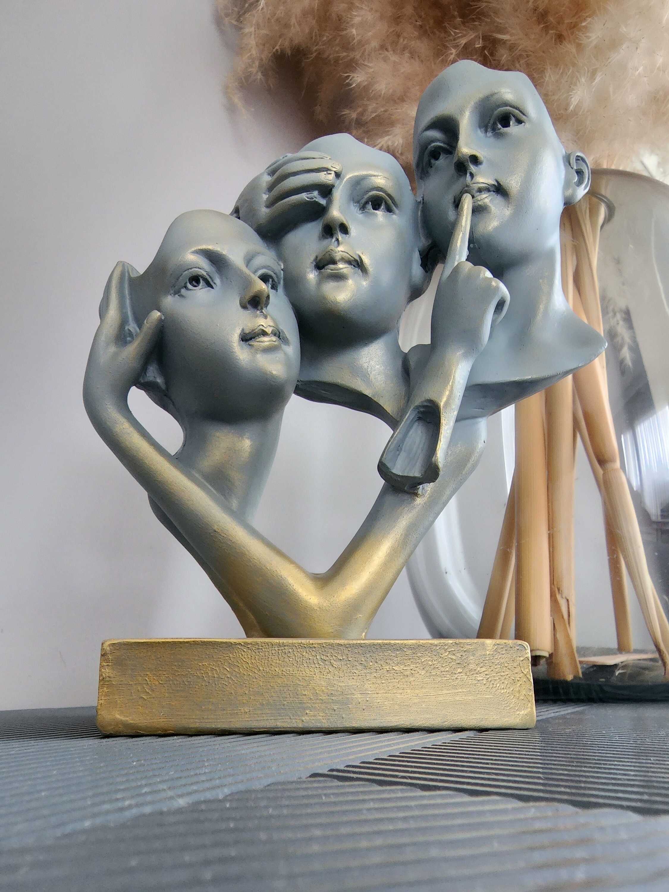 See No Evil Hear No Evil Speak No Evil, Mask Sculpture Statue, Creative ...