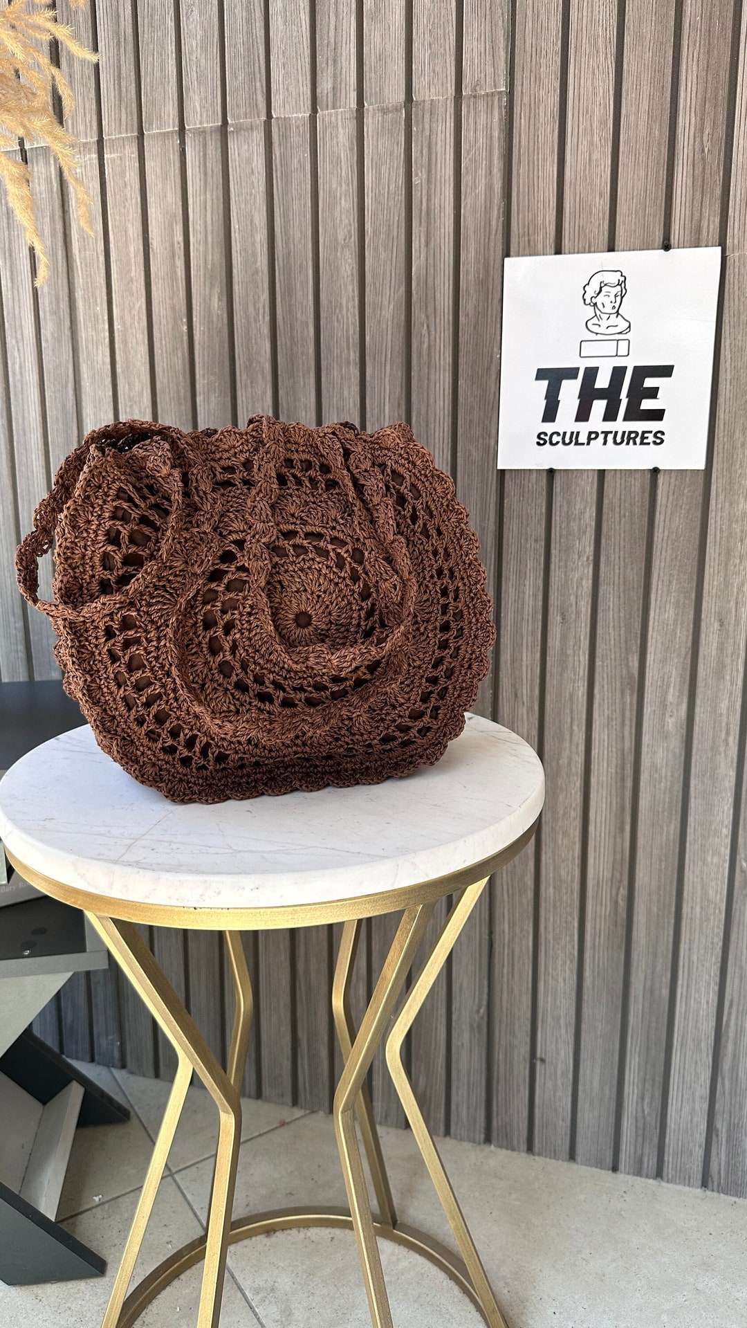 Round Paper Rope Bag, Knitted Lined Paper Rope Bag, Crochet Paper Rope ...