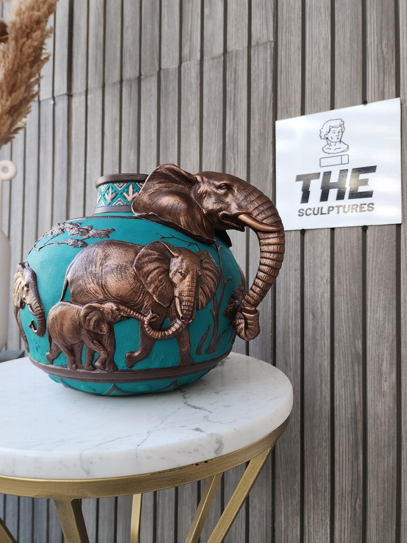 Elephant Figure Safari Vase: Hand-painted Polyester Home Decor - Etsy