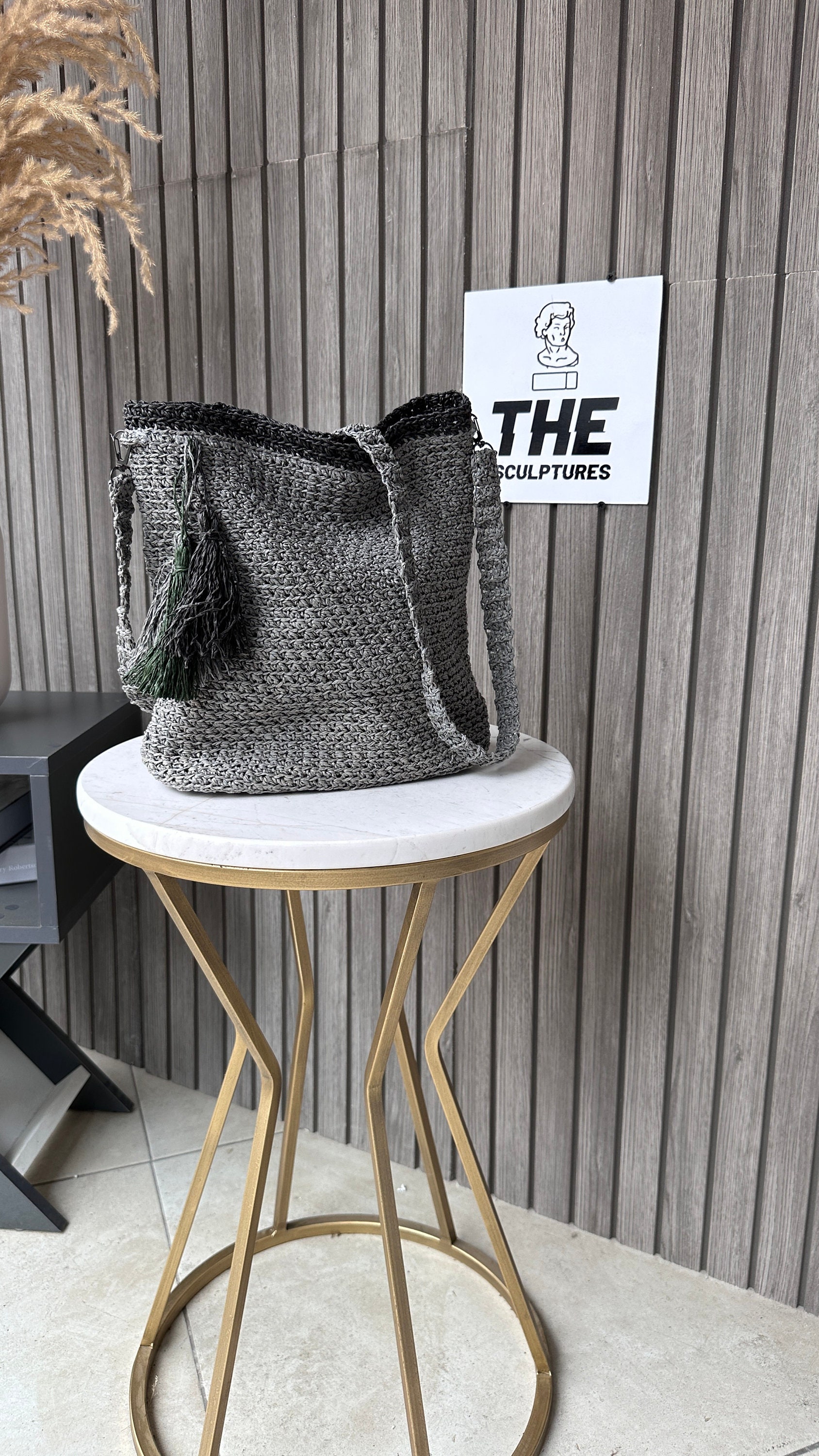 Knitted Lined Paper Rope Bag, Crochet Paper Rope, Shoulder Bag With ...