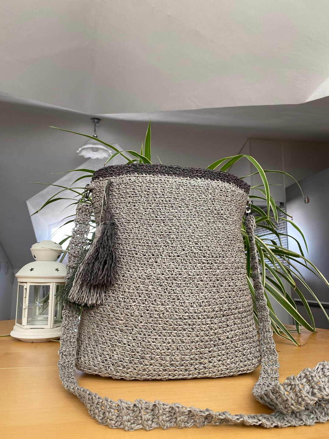 Knitted Lined Paper Rope Bag Crochet Paper Rope Shoulder Bag - Etsy