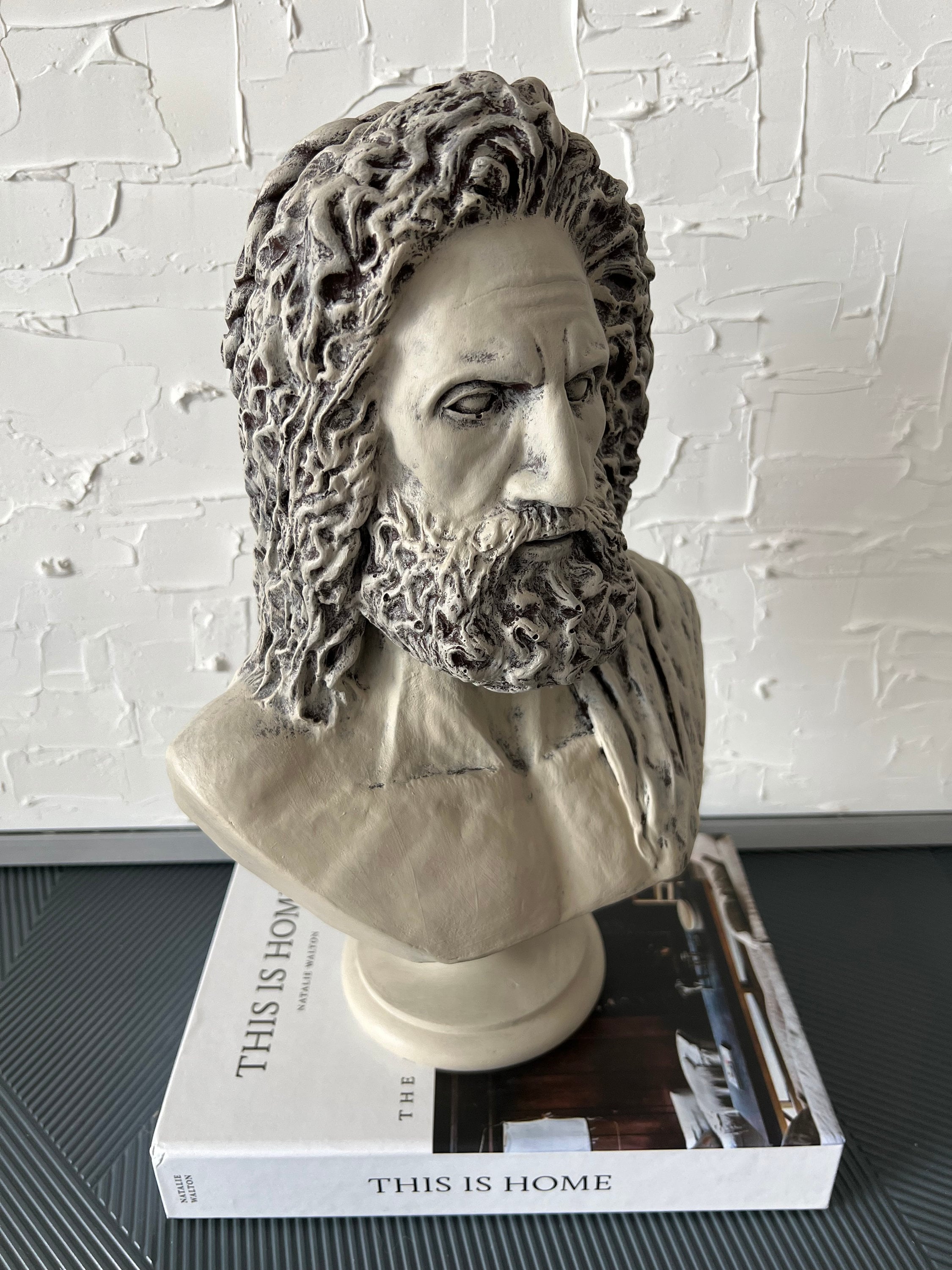 Giant Zues Bust, Large Zeus Statue Sculpture, Zeus white Moss Pop Art ...
