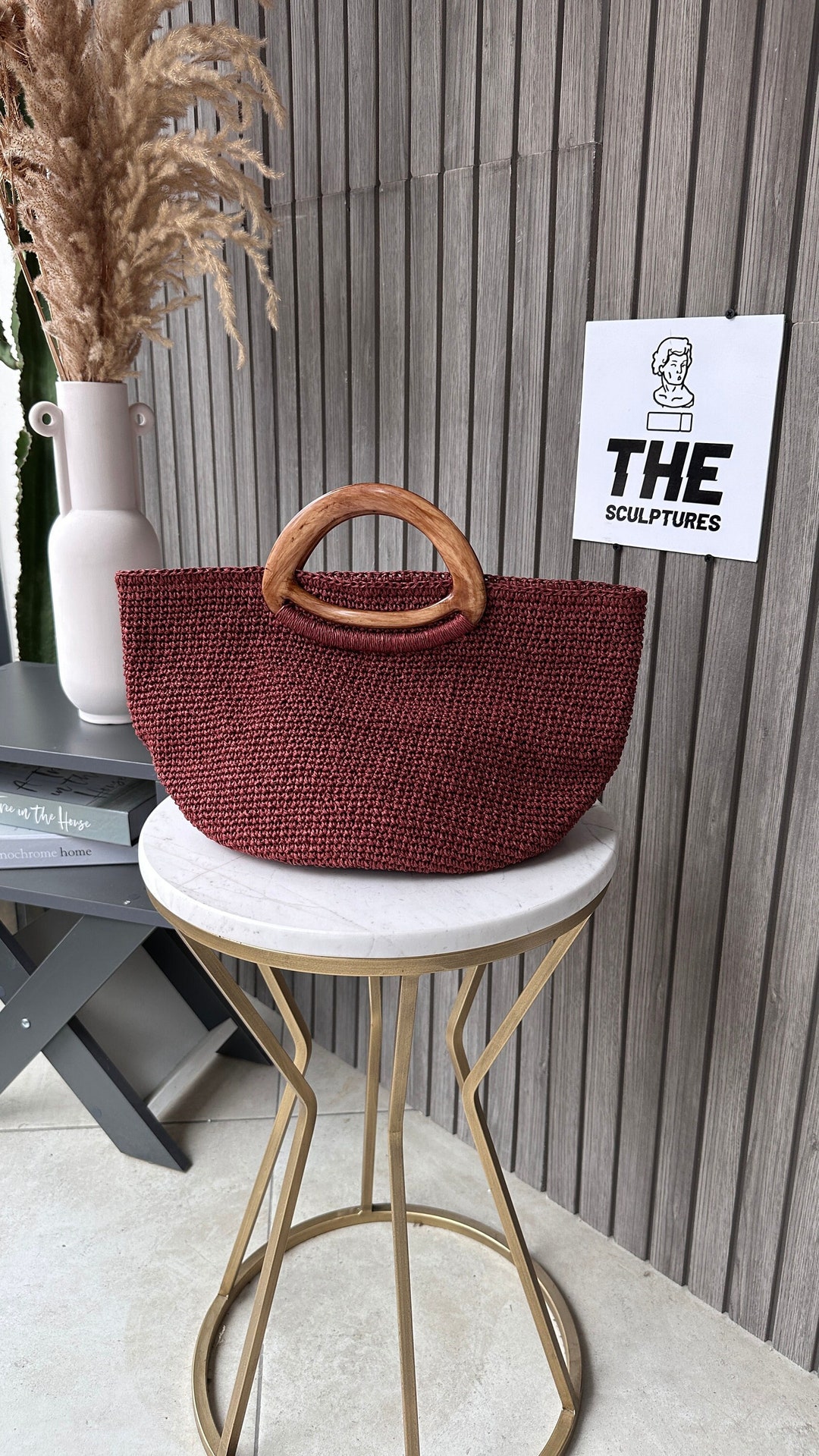Knitted Lined Paper Rope Bag, Crochet Paper Rope, Shoulder Bag With ...