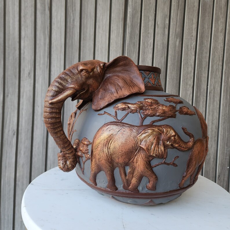 Elephant Figure Safari Vase: Hand-painted Polyester Home Decor - Etsy