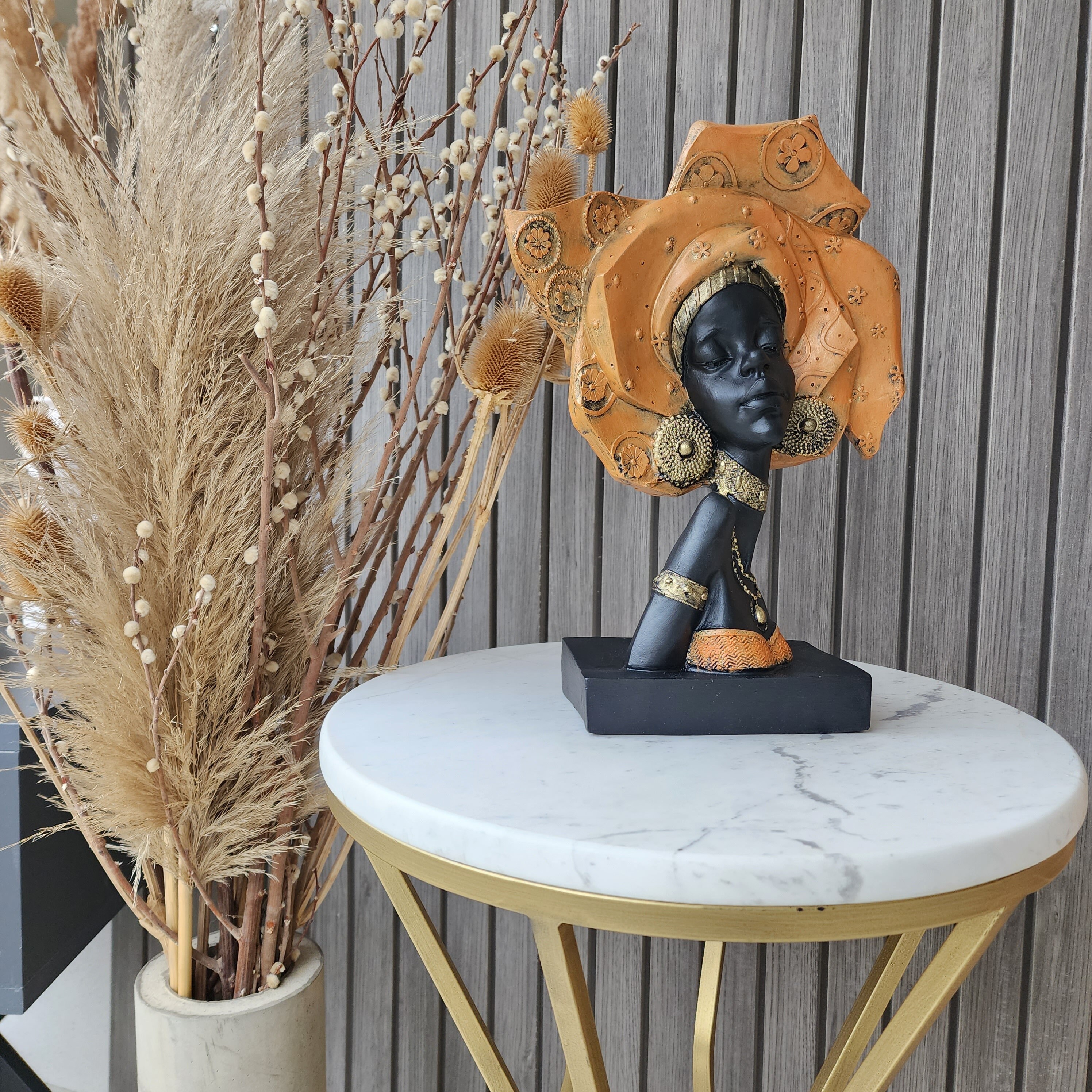 Large African Woman Bust, African Woman With Earring, Woman Statue ...