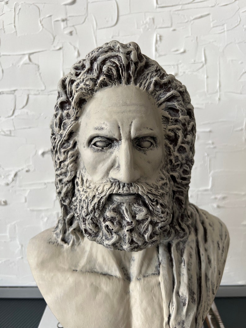 Giant Zues Bust, Large Zeus Statue Sculpture, Zeus white Moss Pop Art ...