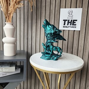 Wolf Family Statue, Howling Wolf Sculpture, Howling Wolf Figurine, 3 ...