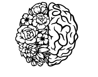 Mental Health Svg Flower Brain Svg Wildflower Svg Human Brain Clipart ...