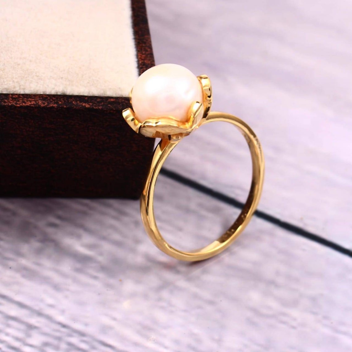 LARGE PEARL RING, Pearl Ring, White Pearl Ring Genuine Freshwater Pearl ...