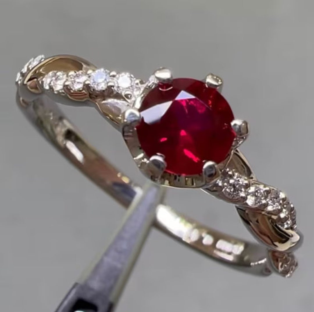 Einzigartiger Rubin Ring Juli Geburtsstein Sterling Silber Ring ...