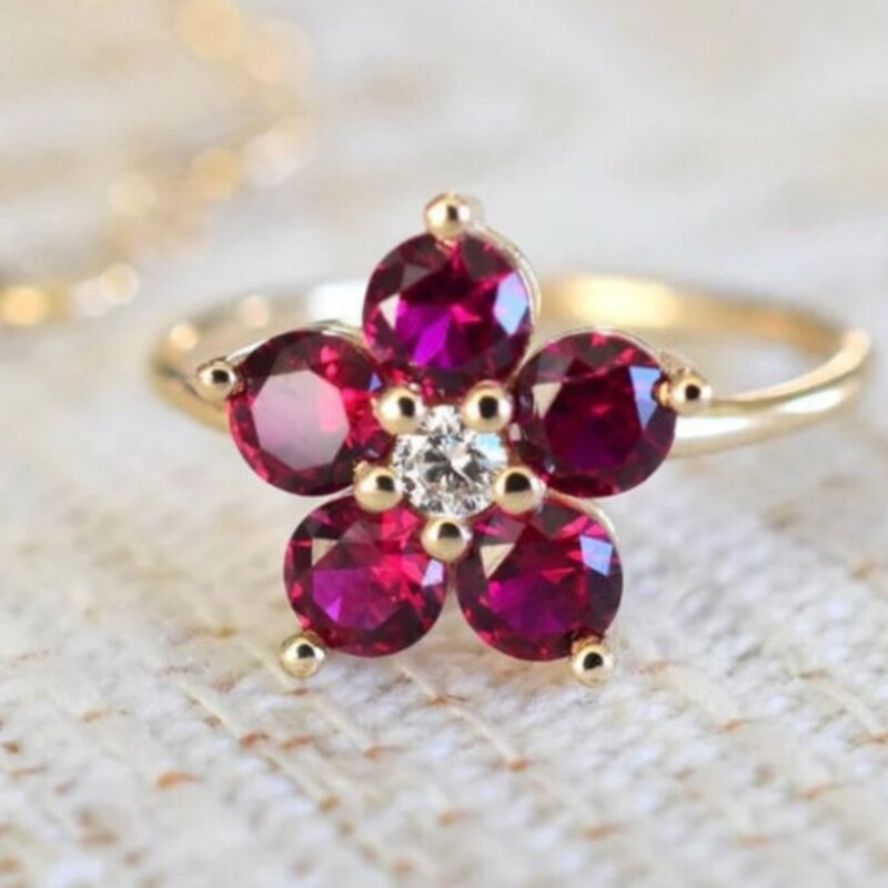 Pink Flower Ring - Etsy