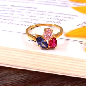 Unique Ruby Sapphire Wedding Ring Sterling Silver Blue Sapphire Ring ...