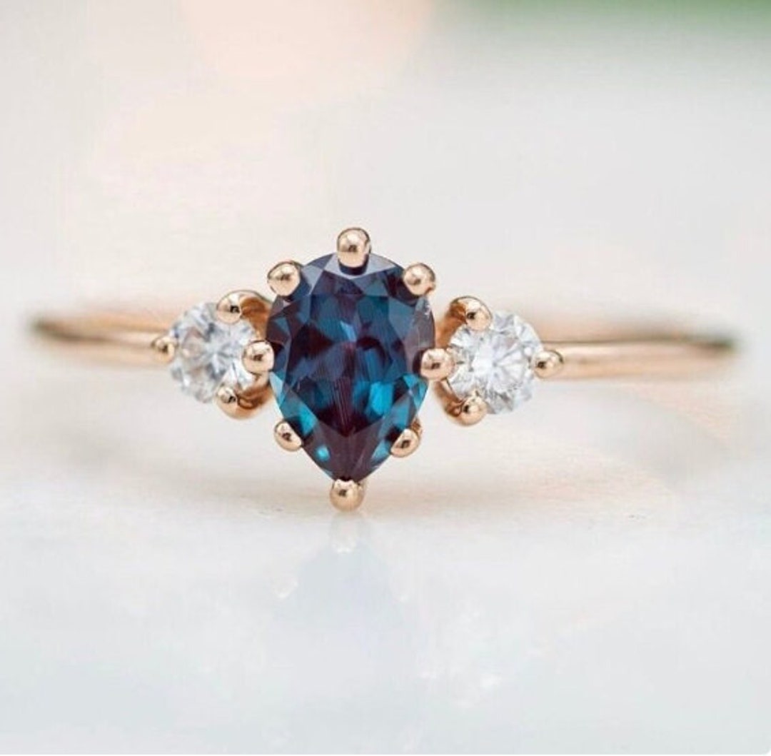 Genuine London Blue Topaz Ring 14k Gold Solid 925 Silver Handmade ...
