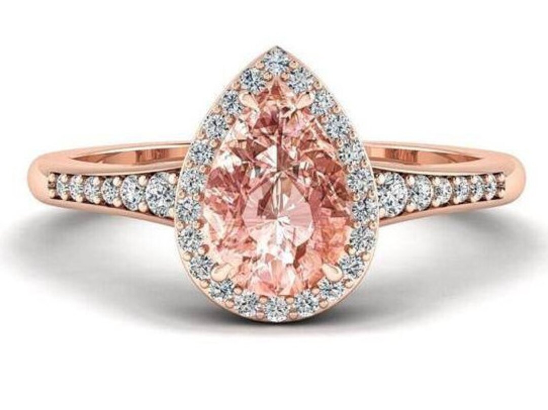 Pear Cut Morganite Ring, Teardrop Promise Ring, Pear Cut Engagement ...