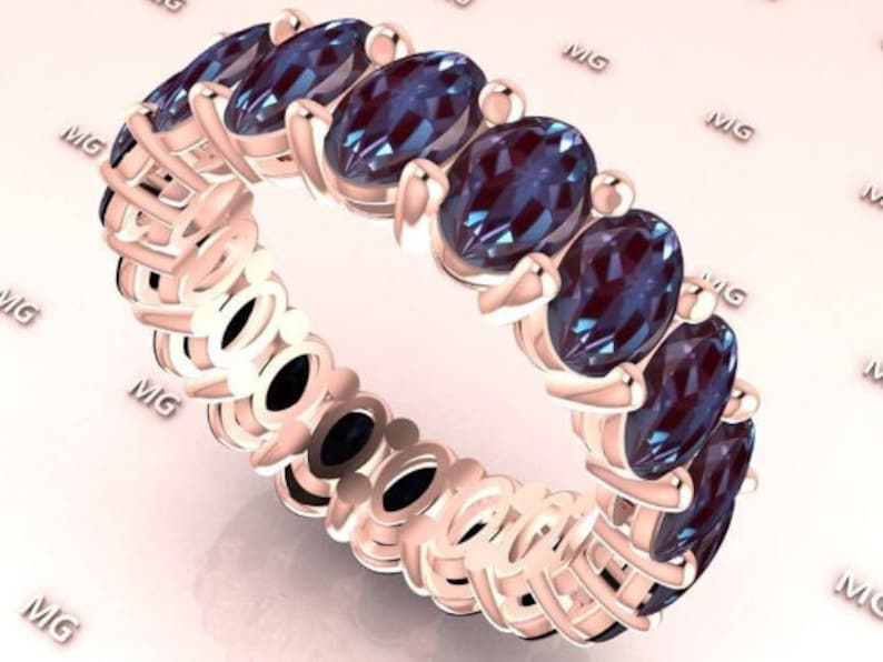 Alexandrite Eternity Ring, Dainty Ring, Rose Gold Ring, Silver Ring ...