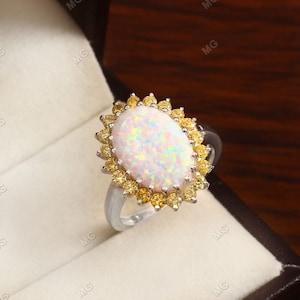 Vintage Citrine Fire Opal Engagement Ring Natural Citrine Ring ...