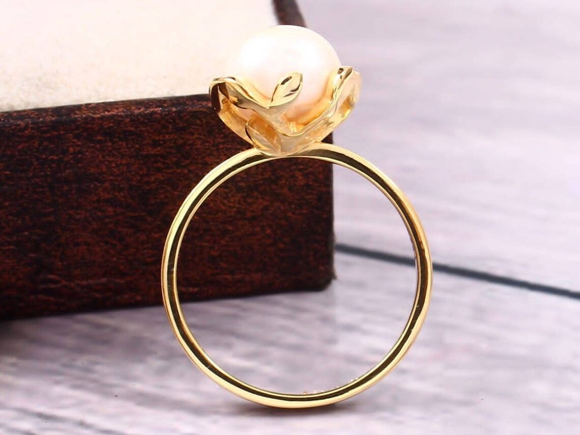 LARGE PEARL RING, Pearl Ring, White Pearl Ring Genuine Freshwater Pearl ...