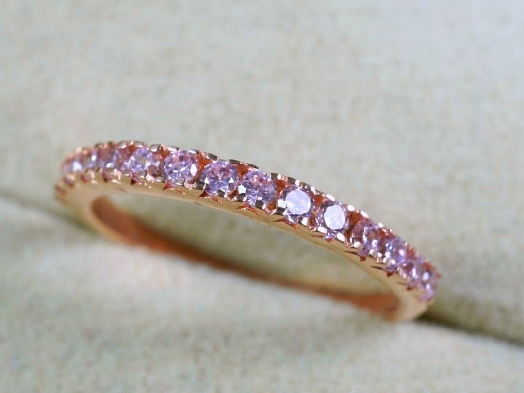 Radiant Pink Sapphire Wedding Ring, Pink Sapphire Eternity Ring,14k ...