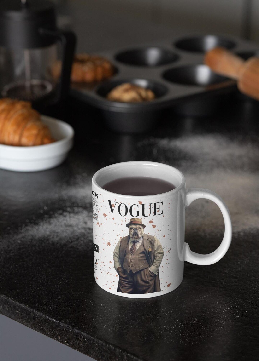 Chic Ceramic Mug With Vogue Dog Design Vintage Fashion Inspired, Animal ...