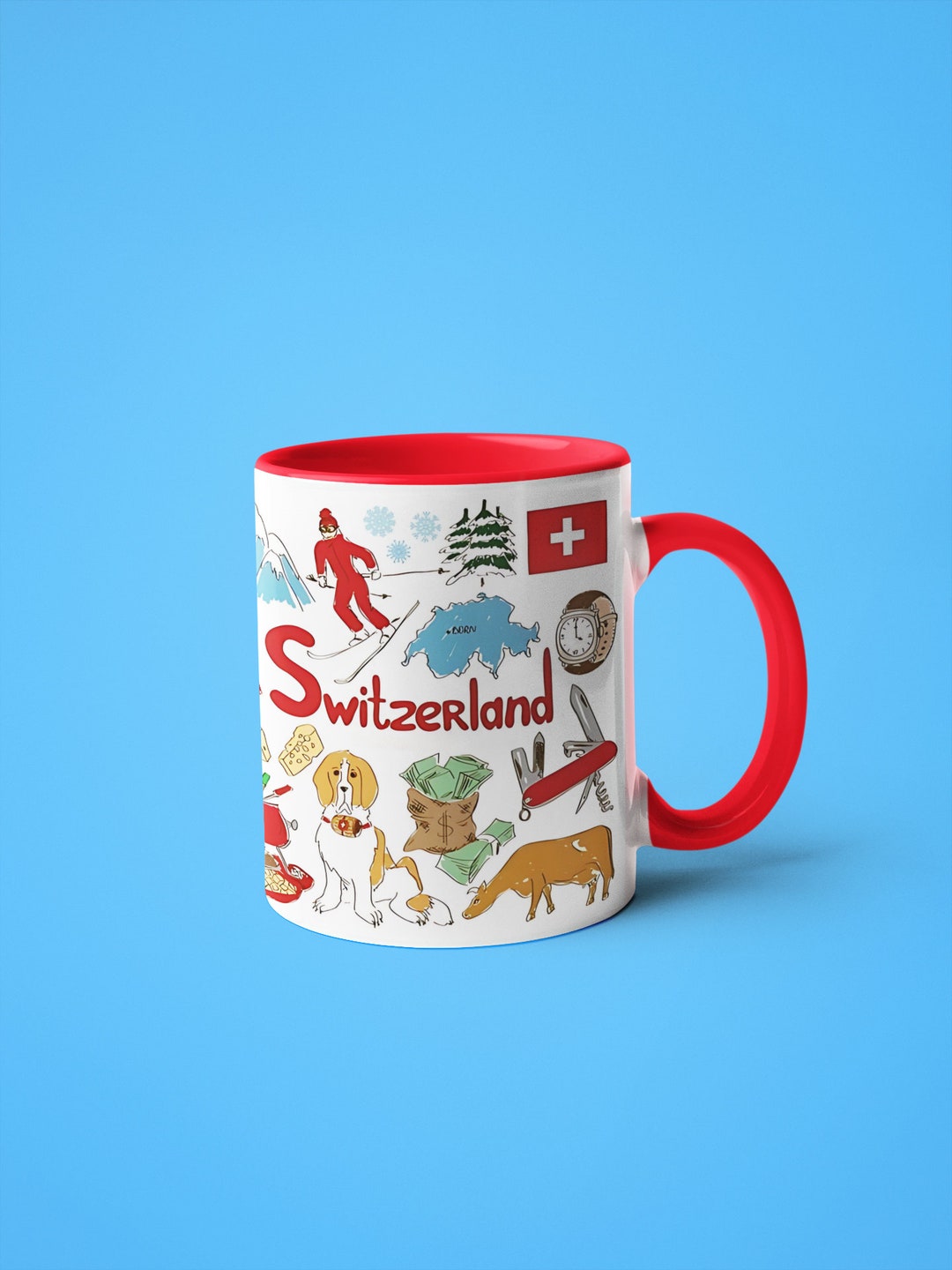 Countries Mug, Switzerland Mug, Bern, Alps, Colorful, Coffie,gift ...