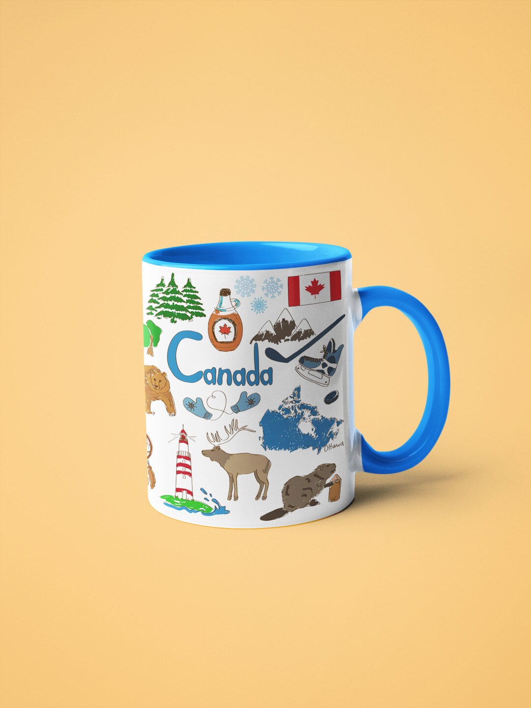 Countries Mug, Canada Mug, Ottava, Colorful, Coffie, Gift, Country Mugs ...