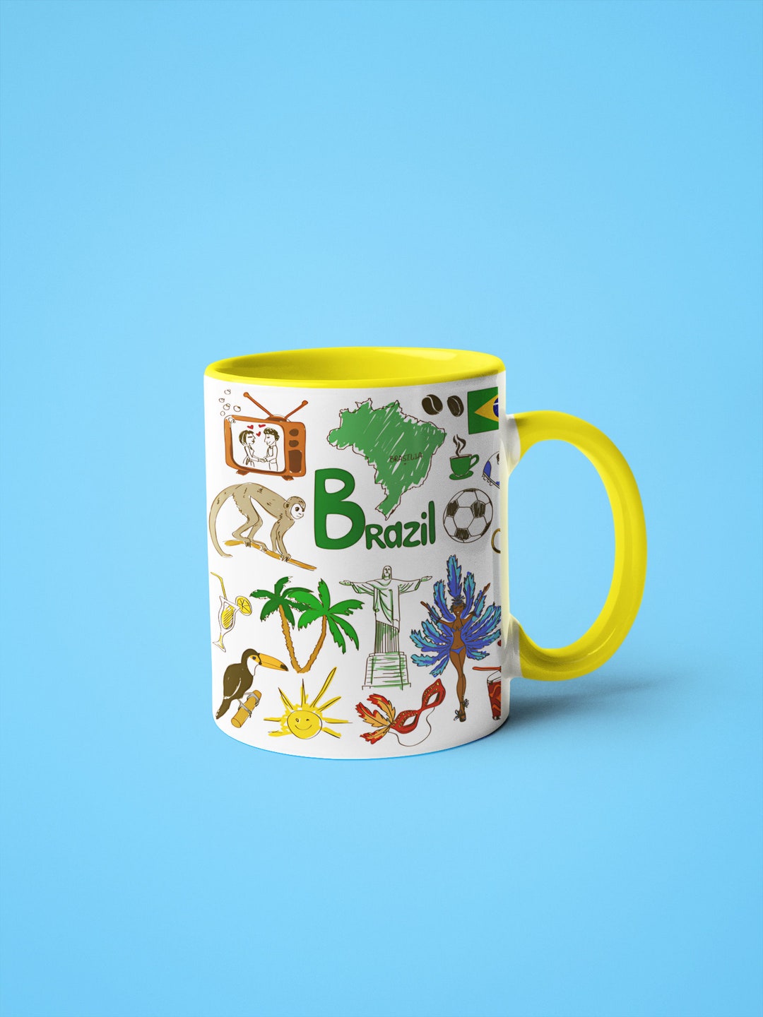 Countries Mug, Brazil Mug, Rio De Janeiro, Carnival, Colorful,coffie ...