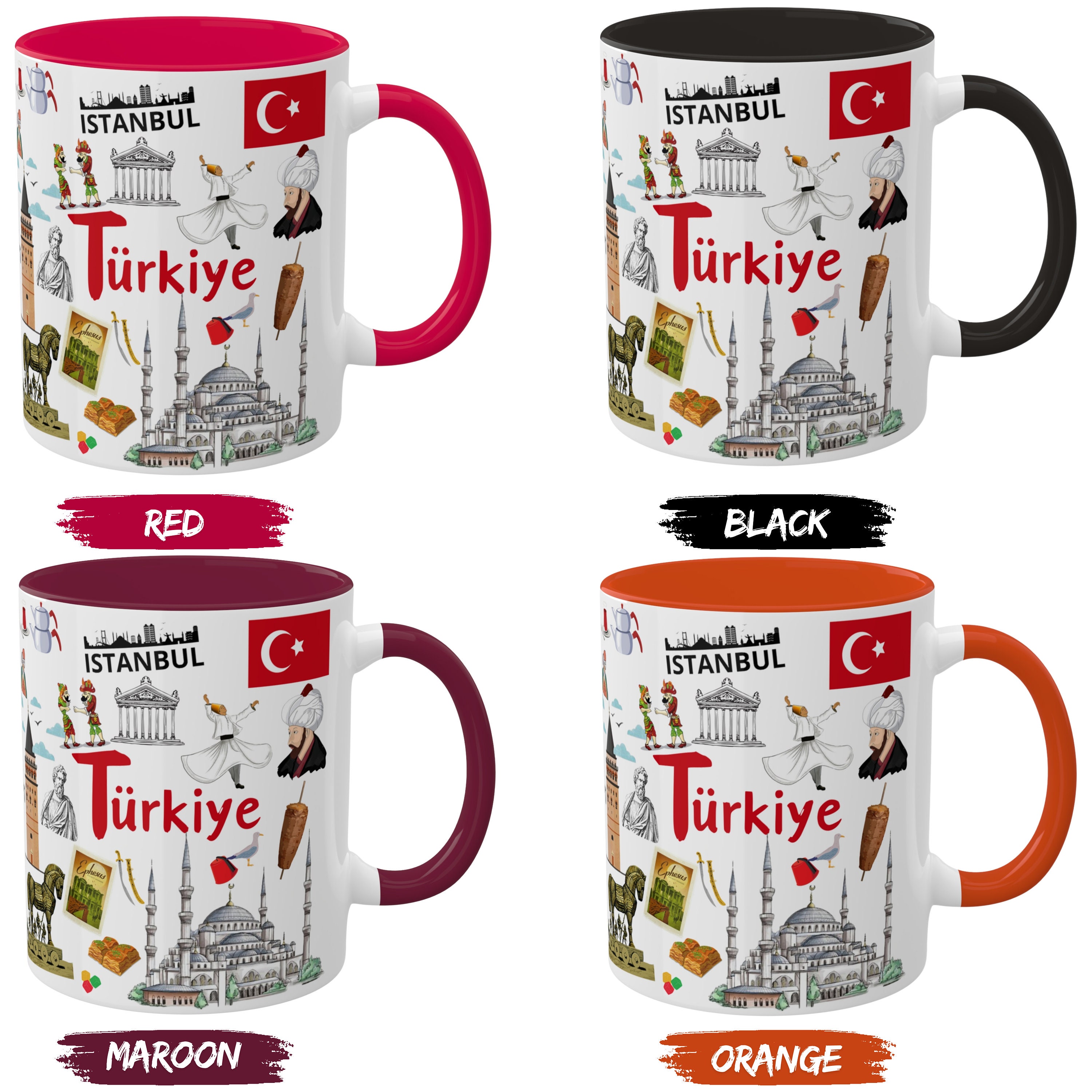 Countries Mug, Turkiye Mug,turkey Mug, İstanbul, Colorful, Coffie,gift ...