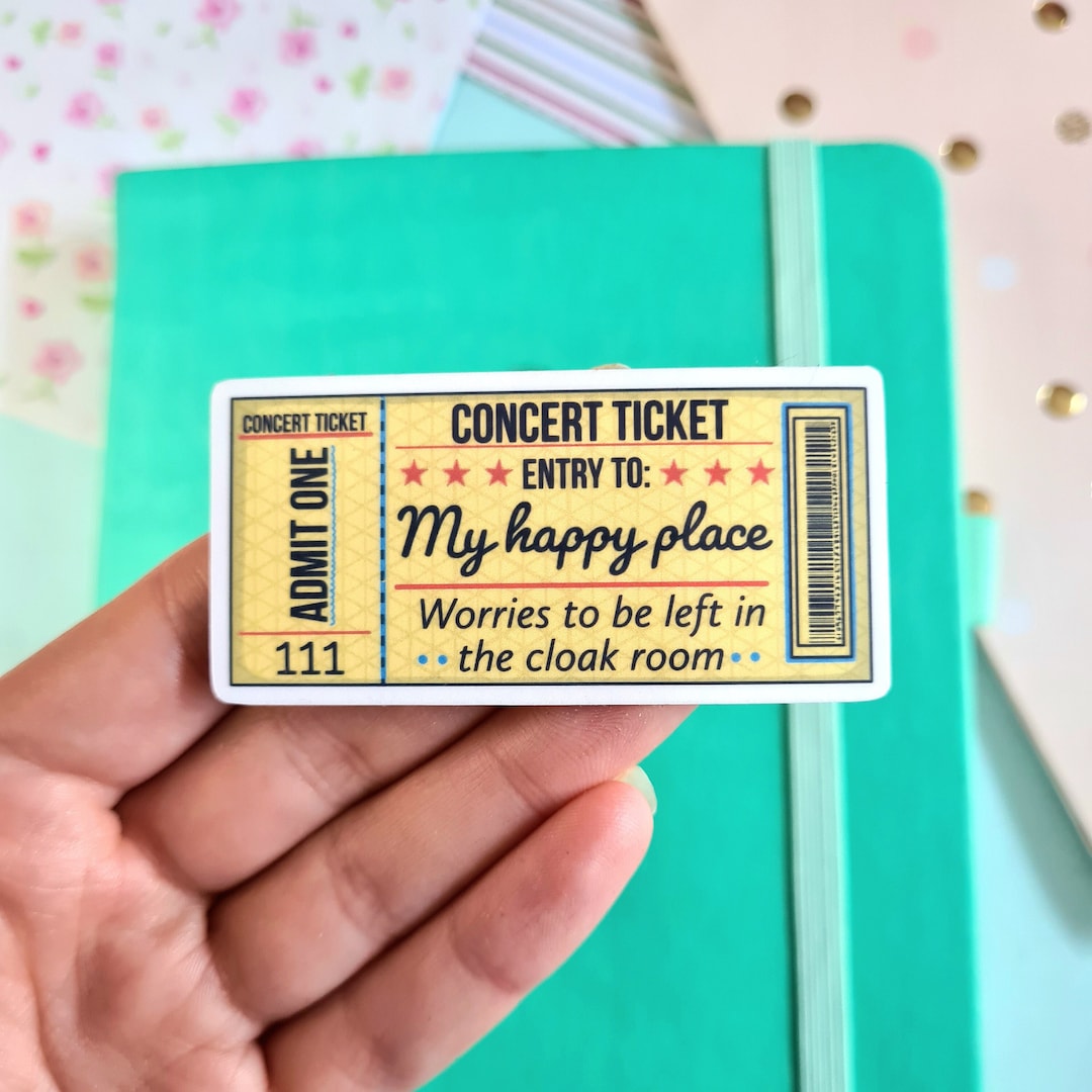 Concert Ticket Sticker My Happy Place Music Lover Gift Concert Goer ...