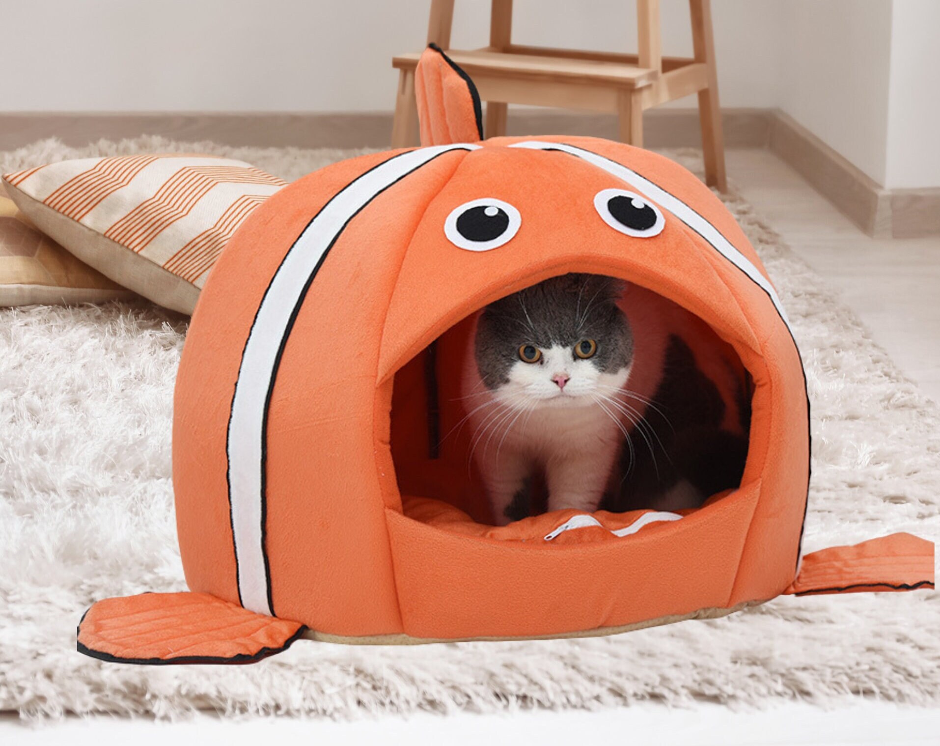 Adorable Fish Pet Bed Cat Tent Cat Tunnel Pet Care Cat Accessories Home ...