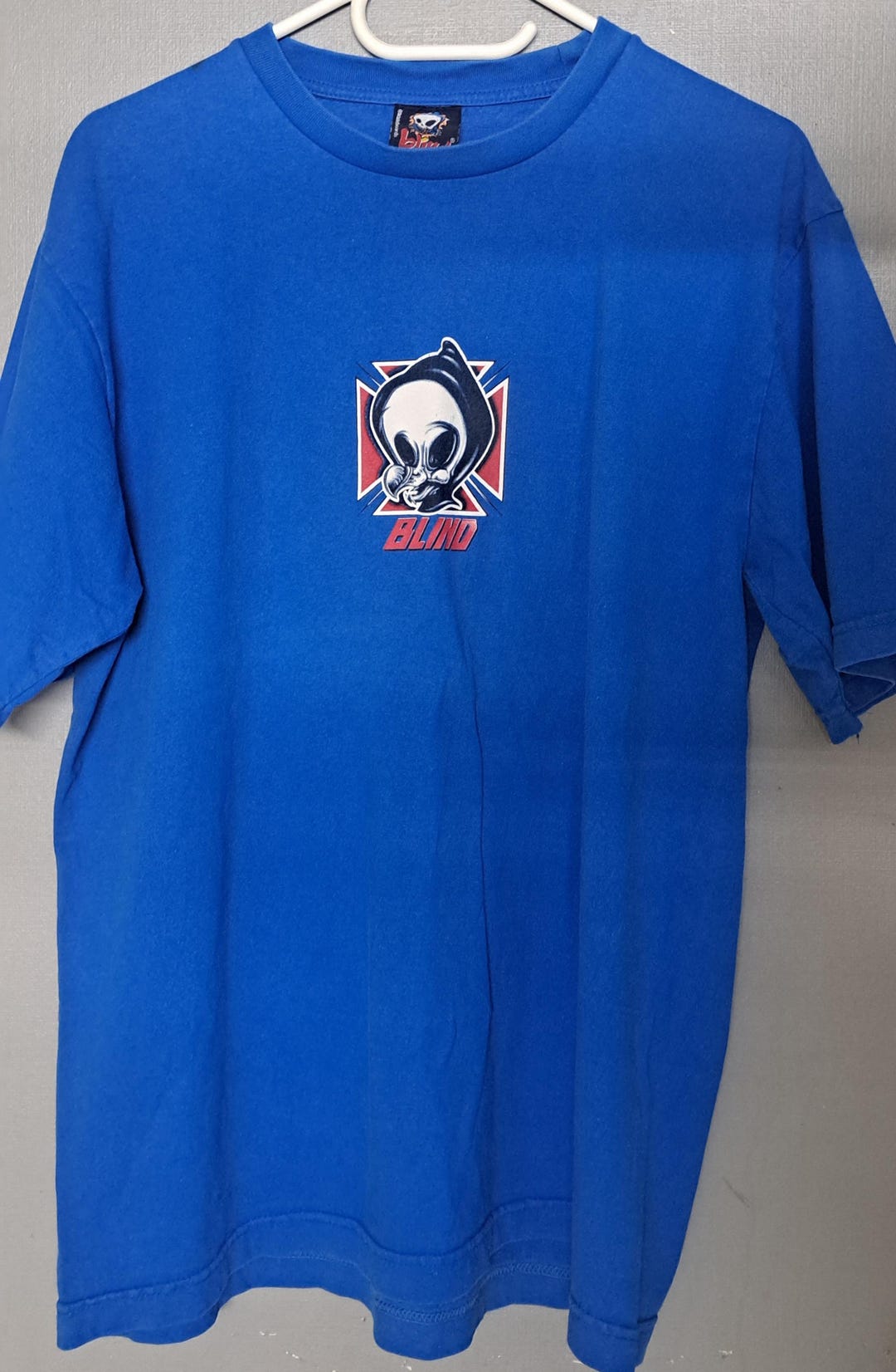 HTF VTG 2000s Y2K Faded Blue Blind Reaper Gid Eon Choi Tshirt READ ...